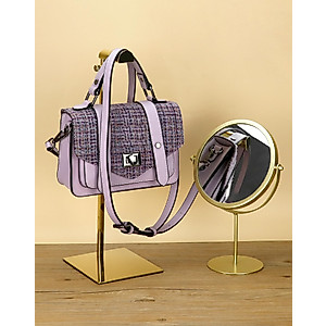 QWORK Purse Display Stands, 2 Pack Polished Gold Handbag Display Holder Jewelry Rack, (15.75" to 27.56") Adjustable Height Retail Countertop Single Hook Display Stand, for Bags,Purses,Wig, Jewelry