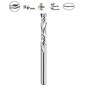 SpeTool 5Pcs Carbide Compression Router Bit Up&Down End Mills 1/8 inch Shank with 1/8 inch Cutter for CNC Mill Machine Wookwork 3D Profile Detail Engraver Carving