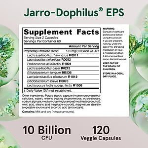 Jarrow Formulas Jarro-Dophilus EPS - 5 Billion Viable Organisms Per Serving - 120 Enteric Coated Veggie Caps - Multi-Strain Probiotic - Intestinal & Immune Health - Up to 120 Servings