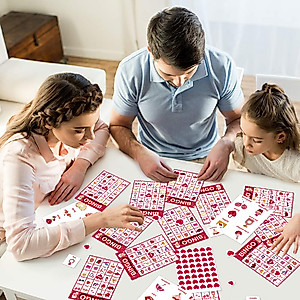 Officygnet Valentine's Day Bingo Game Cards, 32 Players for Kids Party Card Games, School Classroom Group Games, Family Activity, Valentines Party Favors Supplies