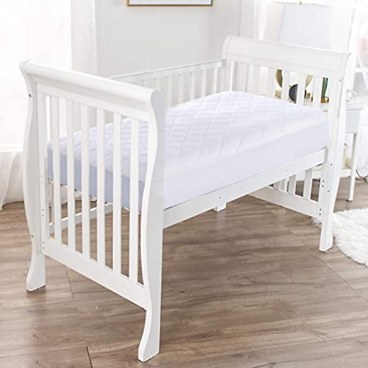 2 Pack Ultra Soft Cotton Crib Mattress Protector Pad for 52 x 28 or 52x27 Toddler Bed Waterproof Quilted Fitted Baby Matress Cover