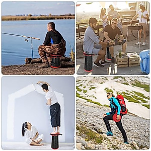 Aiuca Folding Camping Stool, Upgraded Portable Telescoping Stool, Lightweight Collapsible Stool with Elastic Seat Cushion& Adjustable Nylon Bag, Max Load 550lb for Camping Fishing Hiking Travel BBQ