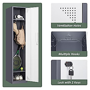 SISESOL Metal Lockers for Employees Steel Locker Large School Locker Metal Wall Locker Office Employee Lock Box 71" Steel Storage Cabinet Storage Locker Cabinet for Home Gym Office School Garage