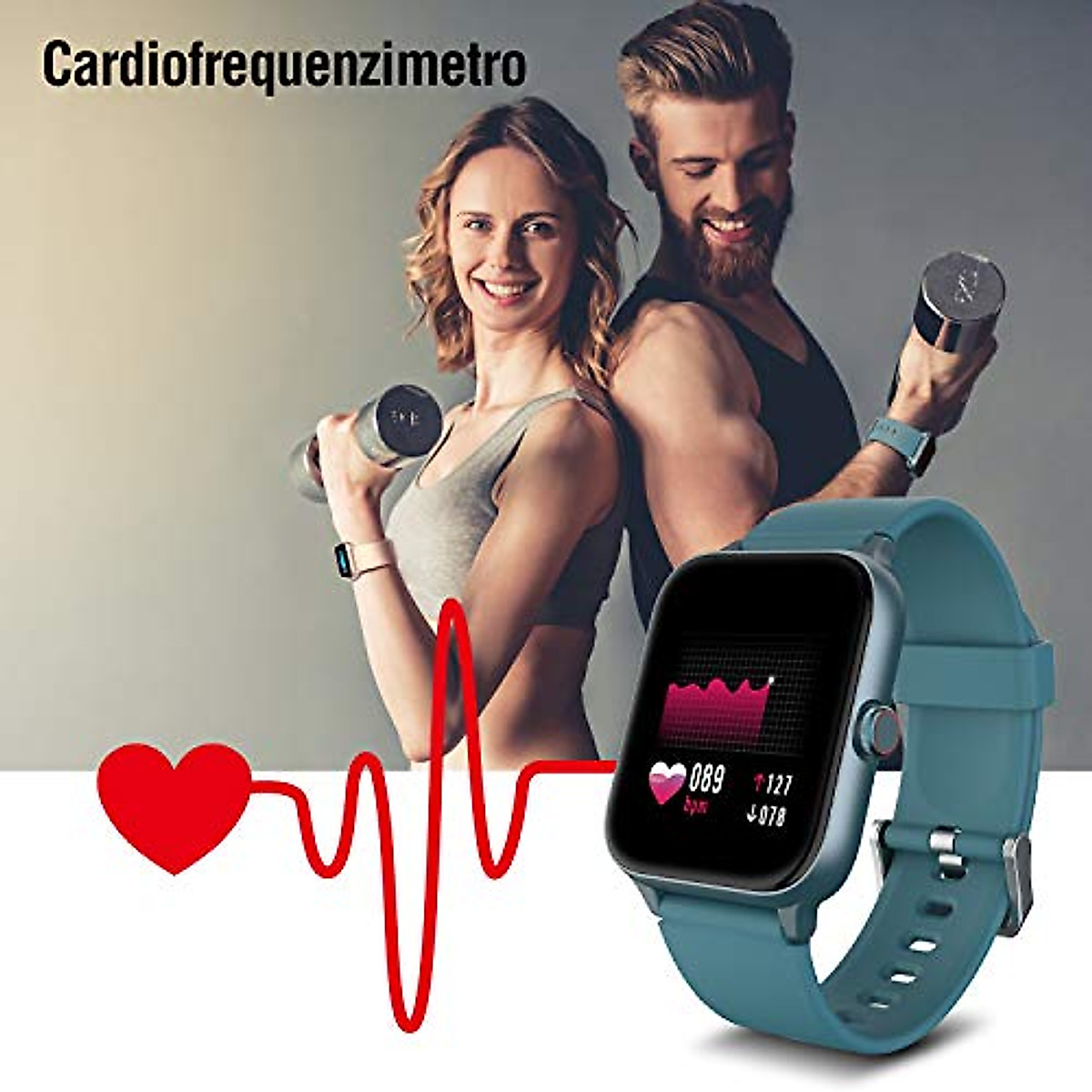 IOWODO Smart Watch, Fitness Tracker 1.55'' HD Touch Screen with Heart Rate Monitor & Sleep Tracking, 5ATM Waterproof Pedometer Smartwatch for Men Women Compatible with iPhone Android Phones