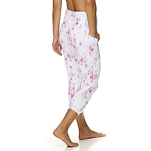 Gaiam Women's High Waisted Capri Yoga Pants - High Rise Compression Workout Leggings - Athletic Gym Tights - Bright White, X-Small