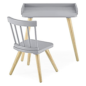 Delta Children Essex Kids' Desk & Chair Set-Greenguard Gold Certified-Ideal for Arts & Crafts, Snack Time, Studying-for Ages 4 Years+, Grey/Natural