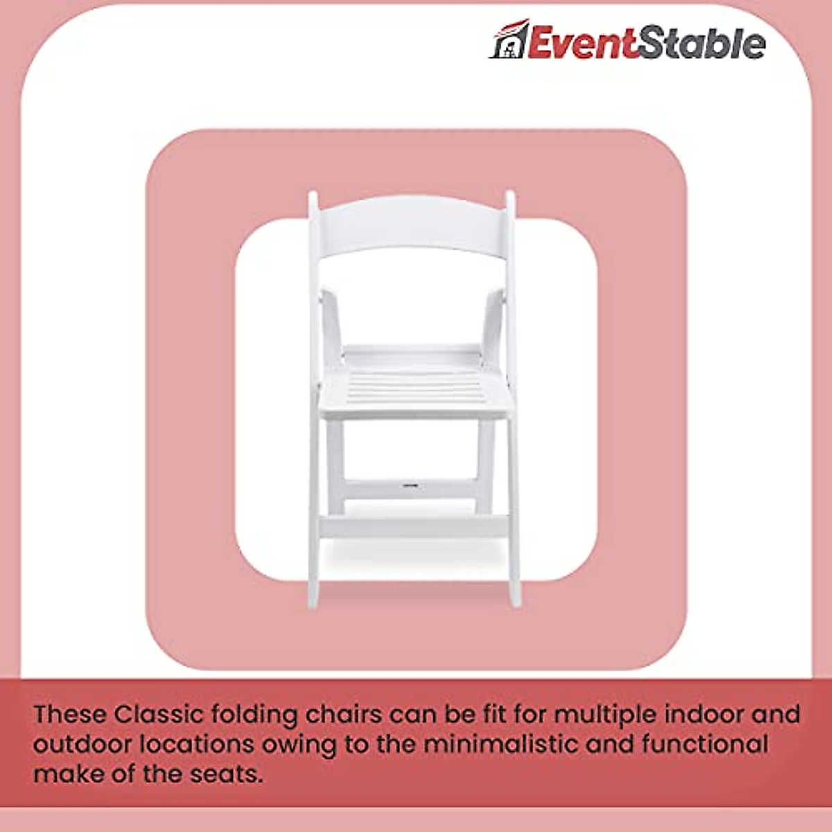 EventStable Titan PRO Resin Folding Chair - Indoor/Outdoor Lightweight Folding Chair - Slatted seat Folding Chair for Weddings Parties Events - 100 Pack