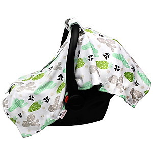 Car Seat Canopy Cover - Green Grey Cactus
