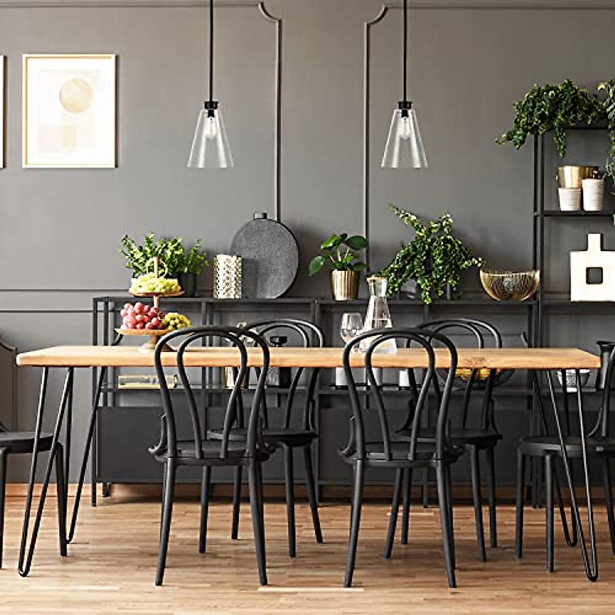 Globe Electric 61258 Gizele 1-Light Pendant Lighting, Matte Black, Seeded Glass Shade, 60W Vintage Edison Incandescent Bulb Included