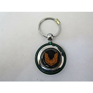 FIREBIRD OR TRANS-AM ORANGE BIRD LOGO ROUND PLASTIC KEYCHAIN - GREEN