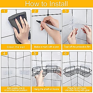 KOPORASION Corner Shower Caddy, Shower Shelves Basket Rack with Adhesive Hooks and Soap Dish,RustProof Stainless Steel Shower Organzier for Bathroom Storage, Toilet,Kitchen (3 Pack)