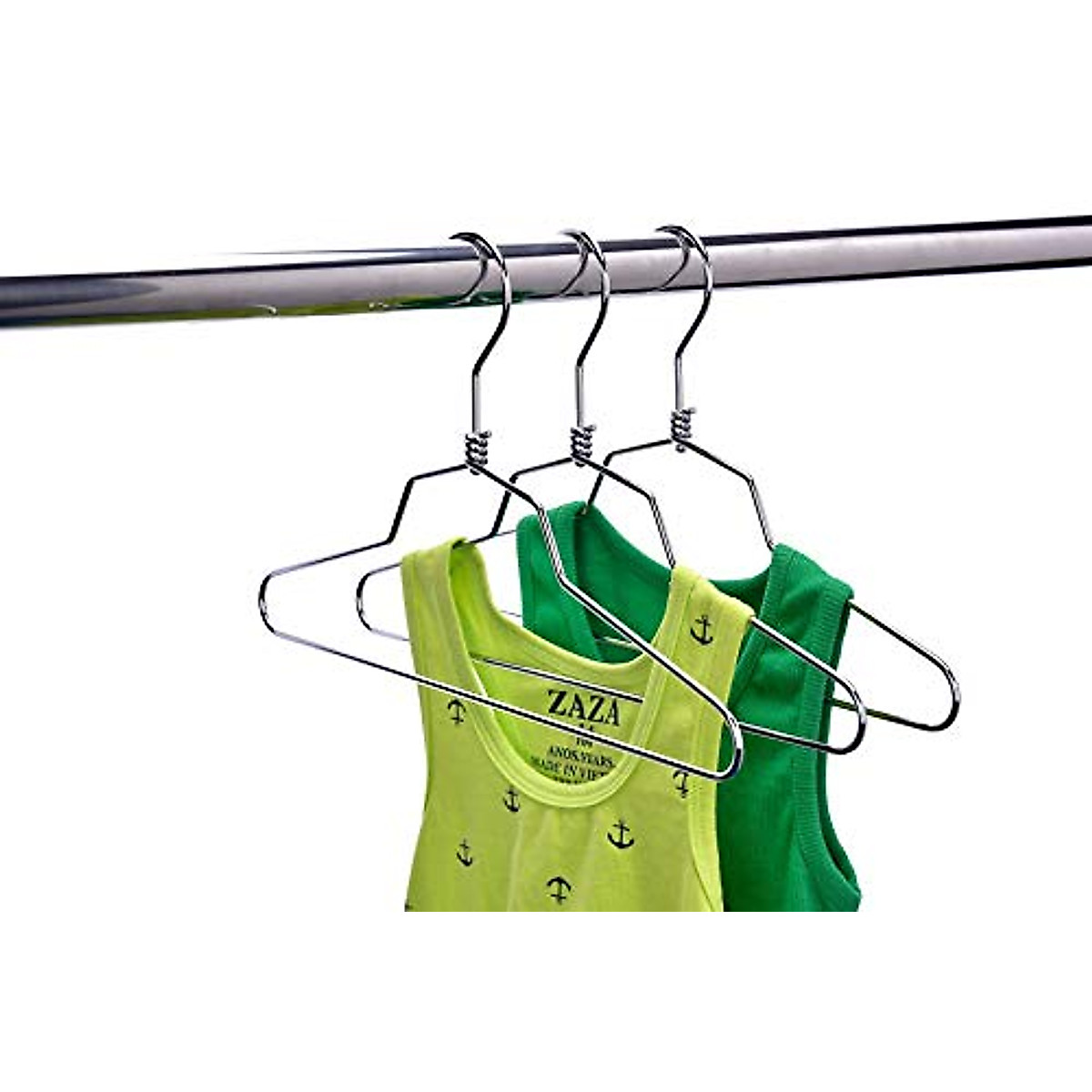 10 Quality Metal Children Hangers, Swivel Hook, Stainless Steel Heavy Duty Wire Clothes Hangers (10, Kids - 12" inch)