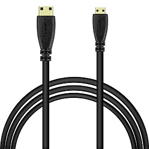 BronaGrand Micro HDMI Male Type D to Type C Mini HDMI Male Connector Adapter Cable Cord Black（2pcs）