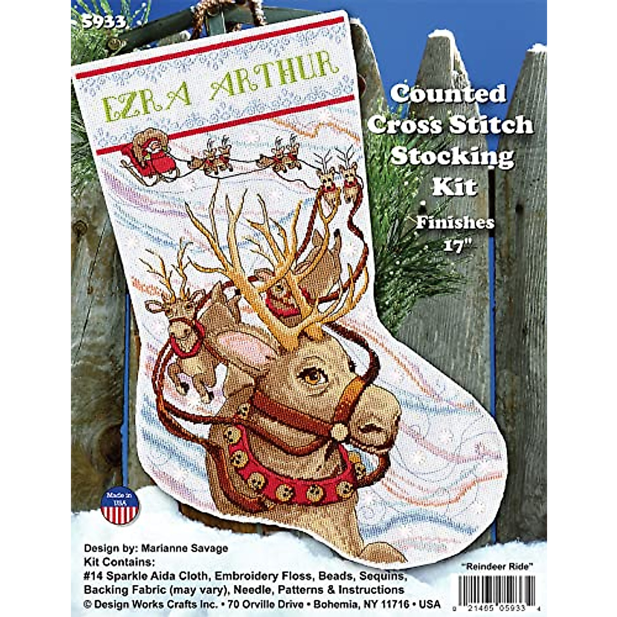 Design Works Crafts Reindeer Ride Counted Cross Stitch Stocking Kit