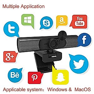2K Webcam,Live Streaming Autofocus Dual Microphone Web Cam with Privacy Cover,110 Degree View Angle Web Camera for Video Calling, Recording, Conferencing, Gaming