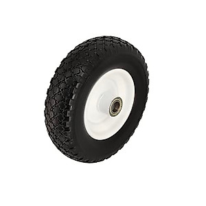 MaxxHaul 50502 12" Flat Free Solid Polyurethane All-Purpose Replacement Tire for Trailer Dollies Hand Trucks, Garden Carts, 12 inch, Black