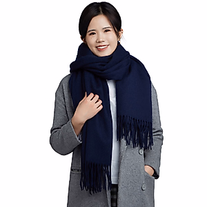 LaniLani 100% Merino Wool Scarf for Women and Men, 78” x 16”, the Perfect Warm and Soft Accessory for Winter (Navy Blue, 1)