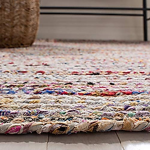 SAFAVIEH Cape Cod Collection Area Rug - 4' x 6' Oval, Beige & Multi, Handmade Boho Braided Jute & Cotton, Ideal for High Traffic Areas in Living Room, Bedroom (CAP202B)