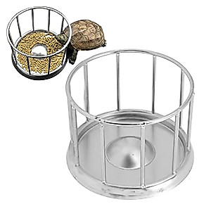 Reptile Food Bowl,Stainless Steel Food Dish,Tortoise Food Water Dish Feeder Bowl Stainless Steel Tray Dispenser,Railing Shape Tortoise Dish Water Tray Pet Supplies for Home Tortoise Pet Store(S)