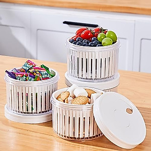 KAFUN 3Pack Berry Keeper Container,Berry Storage Container for Fridge with Lids,Fruit Produce Saver with Removable Strainer Basket,Scallion Storage Box,Fresh Keeper for Scallion Ginger Garlic