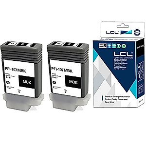LCL Compatible Ink Cartridge Replacement for Canon PFI107 PFI-107 PFI107MBK PFI-107MBK 6705B001 Image Prograf iPF670 IPF 670 MFP L 24 IPF 670 Series iPF770 IPF 770 L 36 (2-Pack MBK)