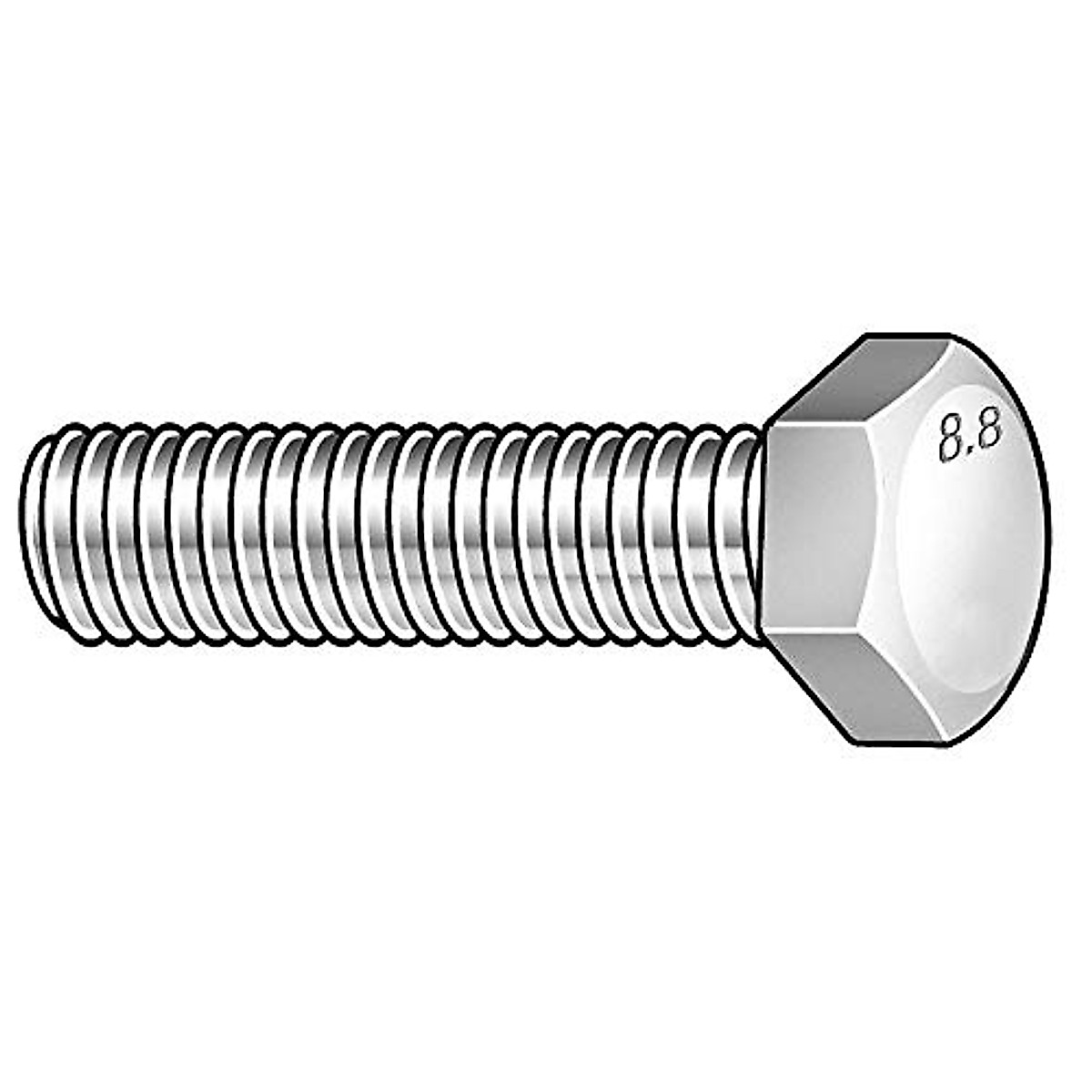 M12-1.25 x 25 mm. Class 8.8 Zinc Plated Hex Head Cap Screw, 25 pk.