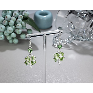 St Patrick's Day Earrings for Wome, Four Leaf Clover Dangle Earrings, Shamrock Earrings, St Patrick's Day Accessories, Lucky Irish Jewelry