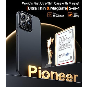 TORRAS Magnetic Slim-Fit for iPhone 14 Pro Max Phone Case, Ultra-Thin Case Compatible with MagSafe, Matte Hard PC Cover Protective Anti-Fingerprint Anti-Scratch 2022, Black