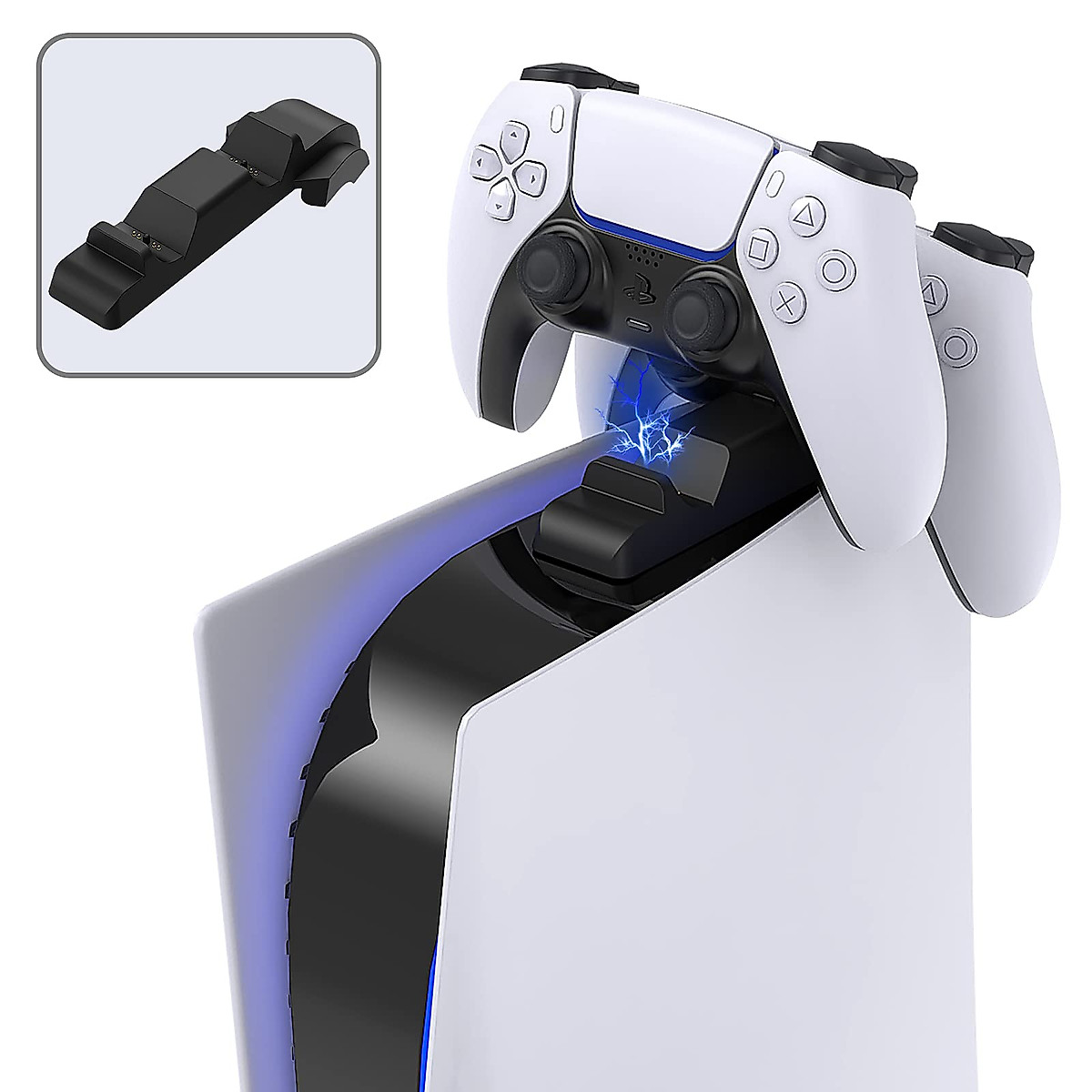 PS5 Charging Station for The Top of PS5 Console, PS5 Controller Charger Station, YUANHOT [Minimalist Design] PS5 Controller Accessories Charging Dock for Playstation 5 DualSense Controller