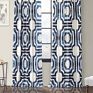 HPD Half Price Drapes Printed Cotton Curtains For Living Room 50 X 108 (1 Panel), PRTW-D23B-108, Mecca Blue