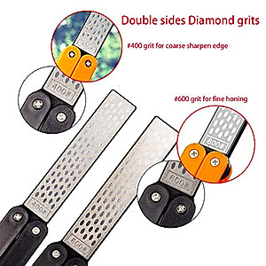 OSFTBVT Diamond Knife sharpener Pocket Sharpening Stone #400/600 Double Sides Folding Portable Orange - 1pcs