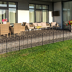 Mingyall Decorative Garden Fence, 10FT x 31.5IN Outdoor Metal Wire Border Panels, Iron Flower Bed Fencing Animal Barrier for Yard, Garden, Landscape Fences for Dogs, Black, 5 PCS