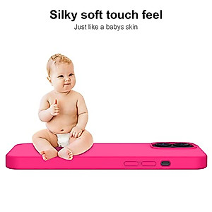 DEENAKIN iPhone 12 Mini Case with Screen Protector,Soft Flexible Silicone Gel Rubber Bumper Cover,Slim Fit Shockproof Protective Phone Case for iPhone 12 Mini 5.4" Hot Pink