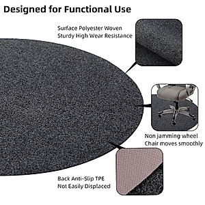 NCONE Office Chair Mat, Round Floor Mat for Home, 39inch Diameter Low Pile Heavy Duty Non Slip Multi-Purpose Desk Chair Mat Rug for Hardwood Tile Floor Carpets (Dark Grey)