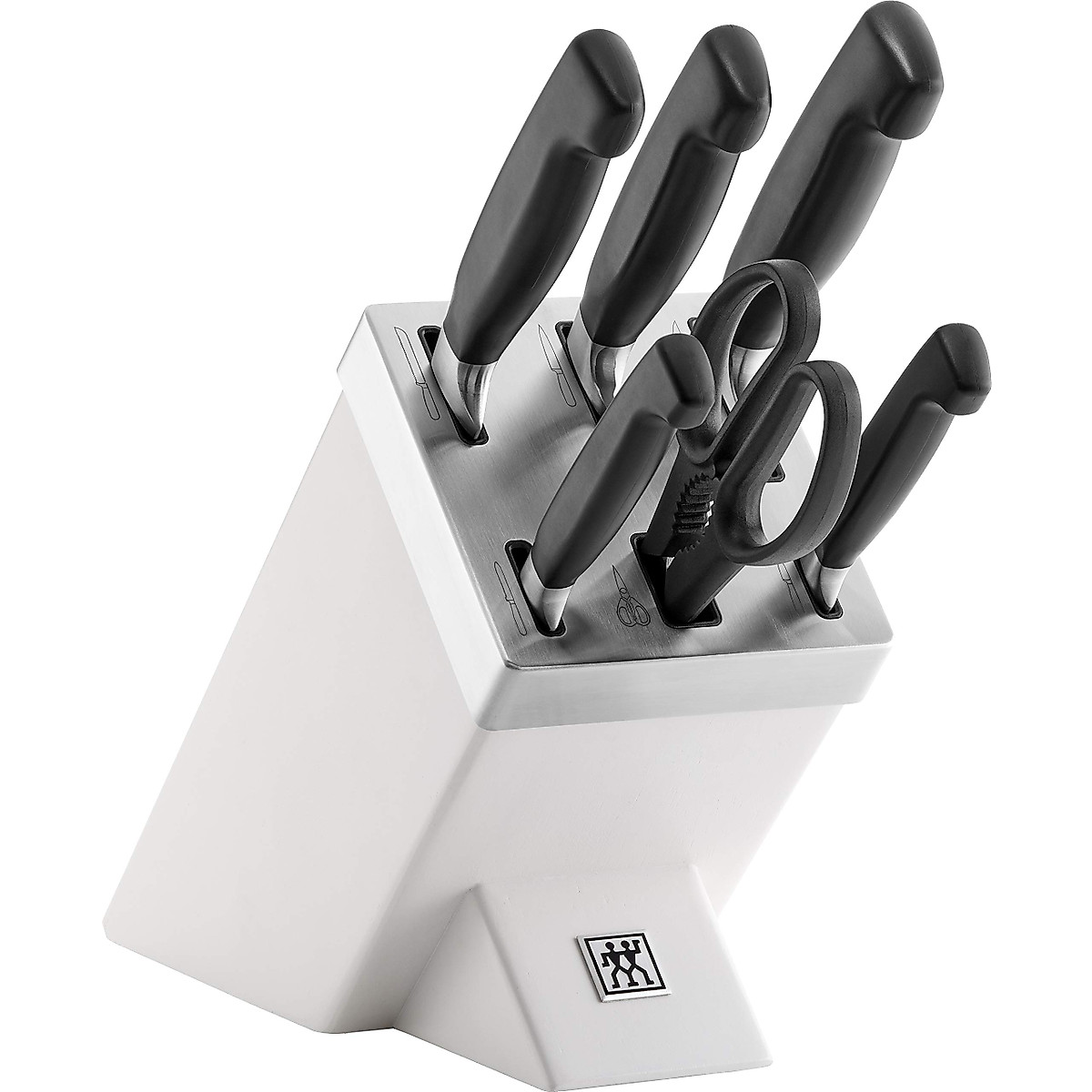ZWILLING Self-Sharpening Knife Block, 7 Piece, Stainless Steel, White
