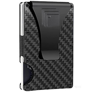 RUMEX Men’s Metal Wallet & Card Holder - RFID Blocking Anti-Theft Slim Wallet for Men - Sleek & Minimalist Metal Design - Men’s Card Organizer & Money Clip - BLACK CARBON FIBER