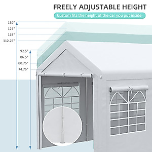 Outsunny 10' x 20' Party Tent and Carport, Height Adjustable Portable Garage, Outdoor Canopy Tent 8 Legs with Sidewalls for Car, Truck, Boat, Motorcycle, Bike, Garden Tools, White