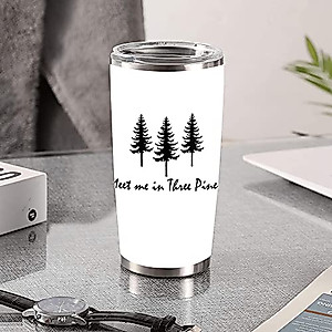 DOINB TIAN Insulated Tumbler Meet Me In Three Pines Stainless Steel Coffee Cup 20 Oz Vacuum Tumblers Travel Mug, White