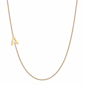 14k Sideways Initial Gold Necklace w Solitaire Diamond, Custom Multiple Letter Necklace, Personalized Solid Gold Initial Diamond Letter Necklace, Personalize Birthstone Bridesmaid Gift.