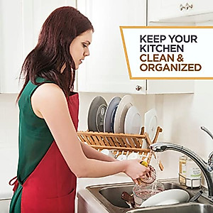 Collapsible Dish Drying Rack - Bamboo 2-Tier Dish Drainer Kitchen Plate Rack for Kitchen Countertop - Foldable & Compact for Space-Saving Storage