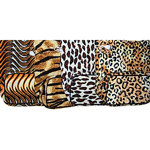 4 ASSORTED STYLES Plush Animal Skin Print Draw String Purse - Leopard / Tiger