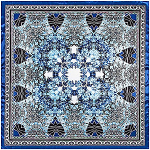 YOUR SMILE Silk Like Scarf Women's Fashion Pattern Large Square Satin Headscarf Head Dress (206)