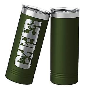 Cuptify Cheer Tumbler with Lid Laser Engraved on Army Green 22 oz Skinny Cup for Cheerleader Vacuum Insulated Birthday Gift for Cheerleading, Cheer Squad, Women