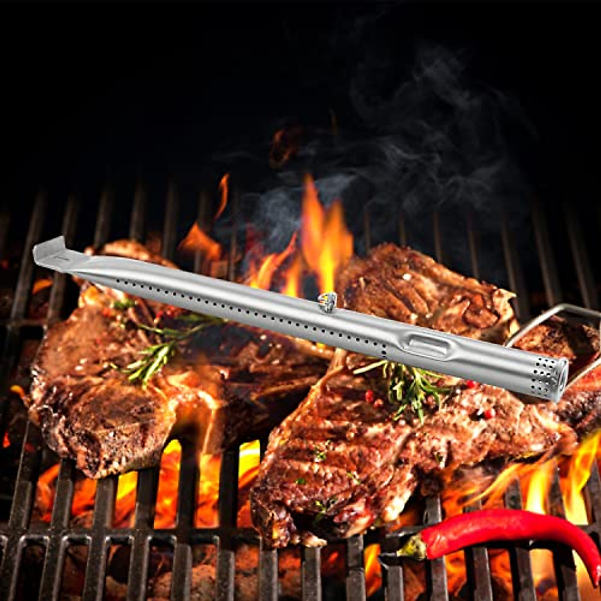 Zemibi Grill Replacement Parts for Kenmore 415.23667310, Char broil 463439915, 463322613 Gas Grill Models, 14.75" Grill Heat Plates, Burner Tubes and Adjustable Crossover Tube, 4 Pack, Stainless Steel