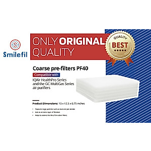 Smilfil 5 Pack PF40 Replacement Pre-Filter Pads Compatible with IQAir PF40 Coarse Dust Pre-Filtration Air Purifier