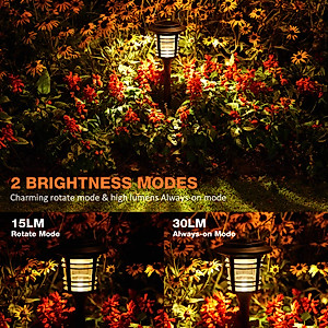 Solar Pathway Lights, Solar Path Lights Outdoor 4Pack w/Rotate Mode, 15-30Lumen Bright LED Pathway Light Solar Powered, IP65 Waterproof, Auto On/Off, Long Last, for Landscape Garden Lawn(Warm White)