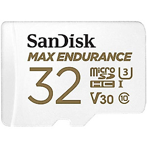 SanDisk 32GB MAX Endurance microSDHC Card with Adapter for Home Security Cameras and Dash cams - C10, U3, V30, 4K UHD, Micro SD Card - SDSQQVR-032G-GN6IA