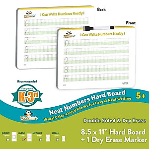 Channie’s Visual Dry Erase Neat Numbers Hard Board for Pre-K, Kindergarten & Elementary School Students, Handwriting Practice