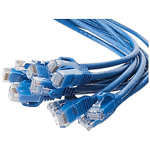 Monoprice Cat6 1ft Blue 12-Pk Patch Cable UTP 24AWG 550MHz Pure Bare Copper Snagless RJ45 Flexboot Series Ethernet Cable