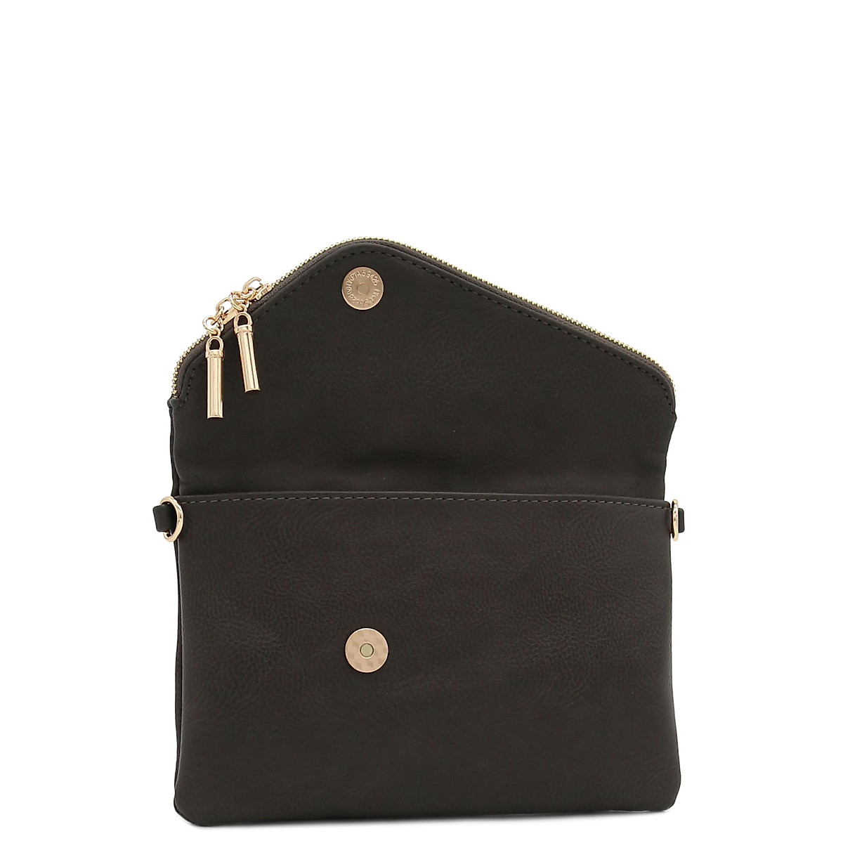 FashionPuzzle Envelope Wristlet Clutch Crossbody Bag with Chain Strap (Charcoal Grey) One Size